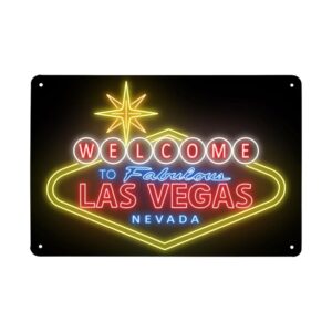 hohappyme cinema neon metal sign vegas welcome sign western decor retro metal sign vintage wall art sign gift sign 12 x 8 inches, red