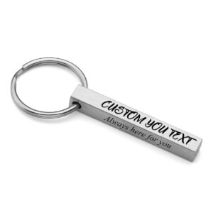 enni of york personalized keychain stainless steel men custom 3d bar keychain fathers silver