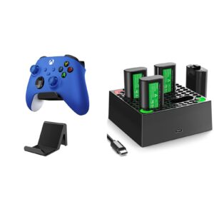 4x1400mah rechargeable battery pack with charging station & usb c cable, 2 pack controller holder stand built in anti-slip pads for xbox one, xbox series x