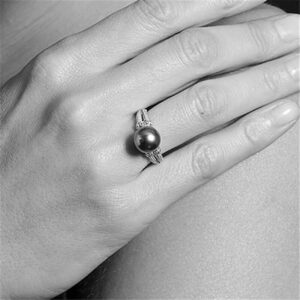 Grey Pearl Rings Spinner Ring for Women Wedding Bands for Women Sterling Silver Plated Brass Ring Cool Rings Sterling Silver Rings Anniversary Engagement Rings (6)