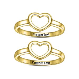 Junikool Friendship heart Rings Best Friend for 2 Matching Friends Promise Bff Bestfriend Sister Ring Couples Men Her Couple Set His and Heart Women Love Personalized Engraved Custom Name