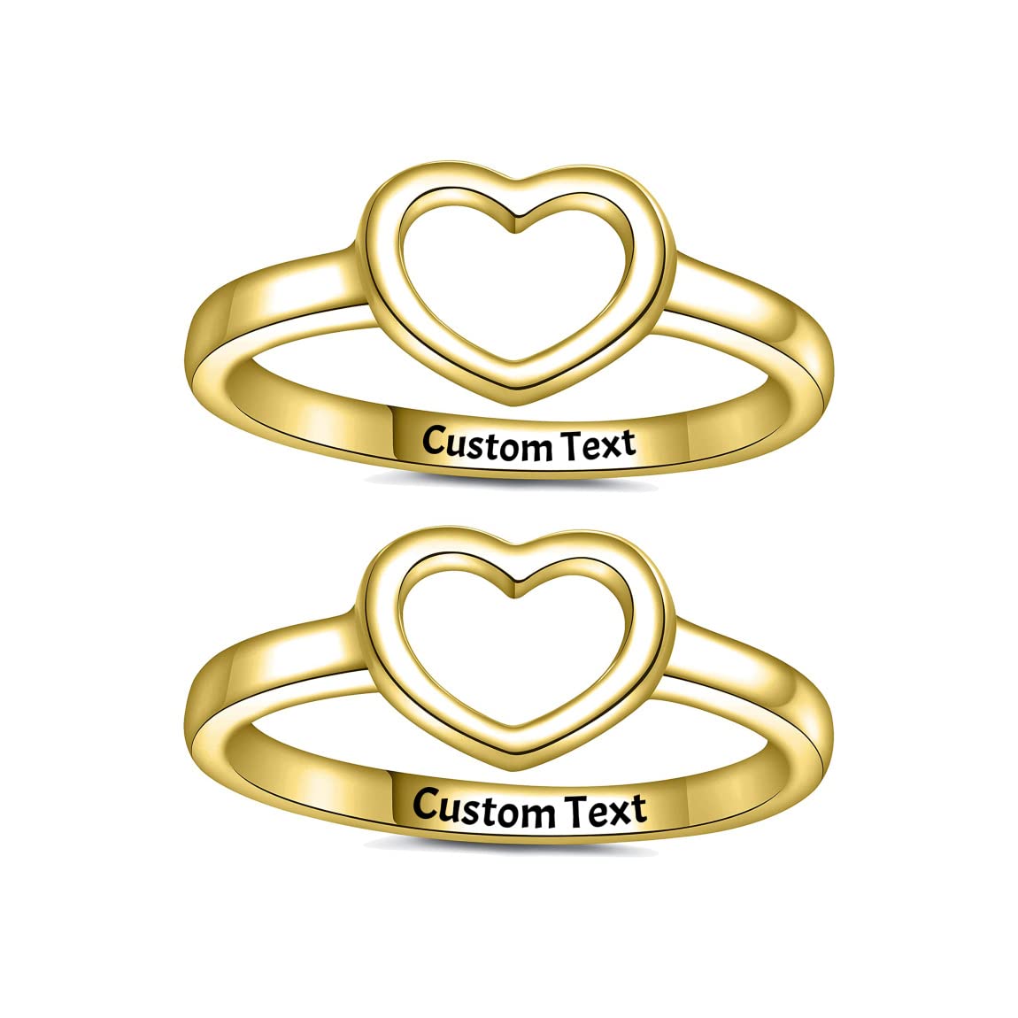 Junikool Friendship heart Rings Best Friend for 2 Matching Friends Promise Bff Bestfriend Sister Ring Couples Men Her Couple Set His and Heart Women Love Personalized Engraved Custom Name