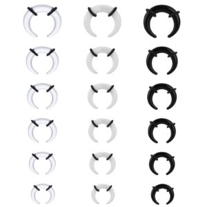 yolev 18pcs acrylic septum piercing pincher tapers rings c shape buffalo stretching expander rings for women men nose ear cartilage