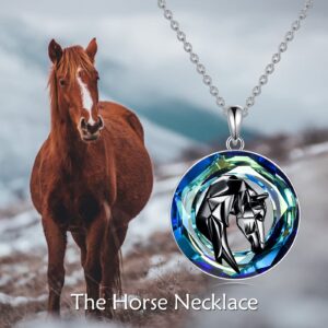 ONEFINITY Horse Necklace Sterling Silver Origami Horse Pendant Necklace With Crystal Christmas Day Gifts for Women Wife Girlfriend