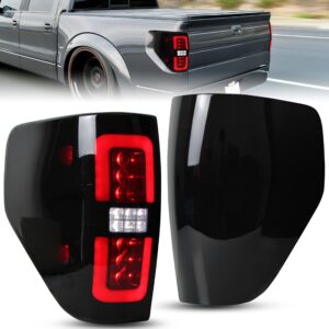 kewisauto led tail lights for ford f150 09-14, new upgrade black full led rear brake stop light reverse lights taillights for ford f-150 2009-2014 accessories (2pcs, passenger & driver side)