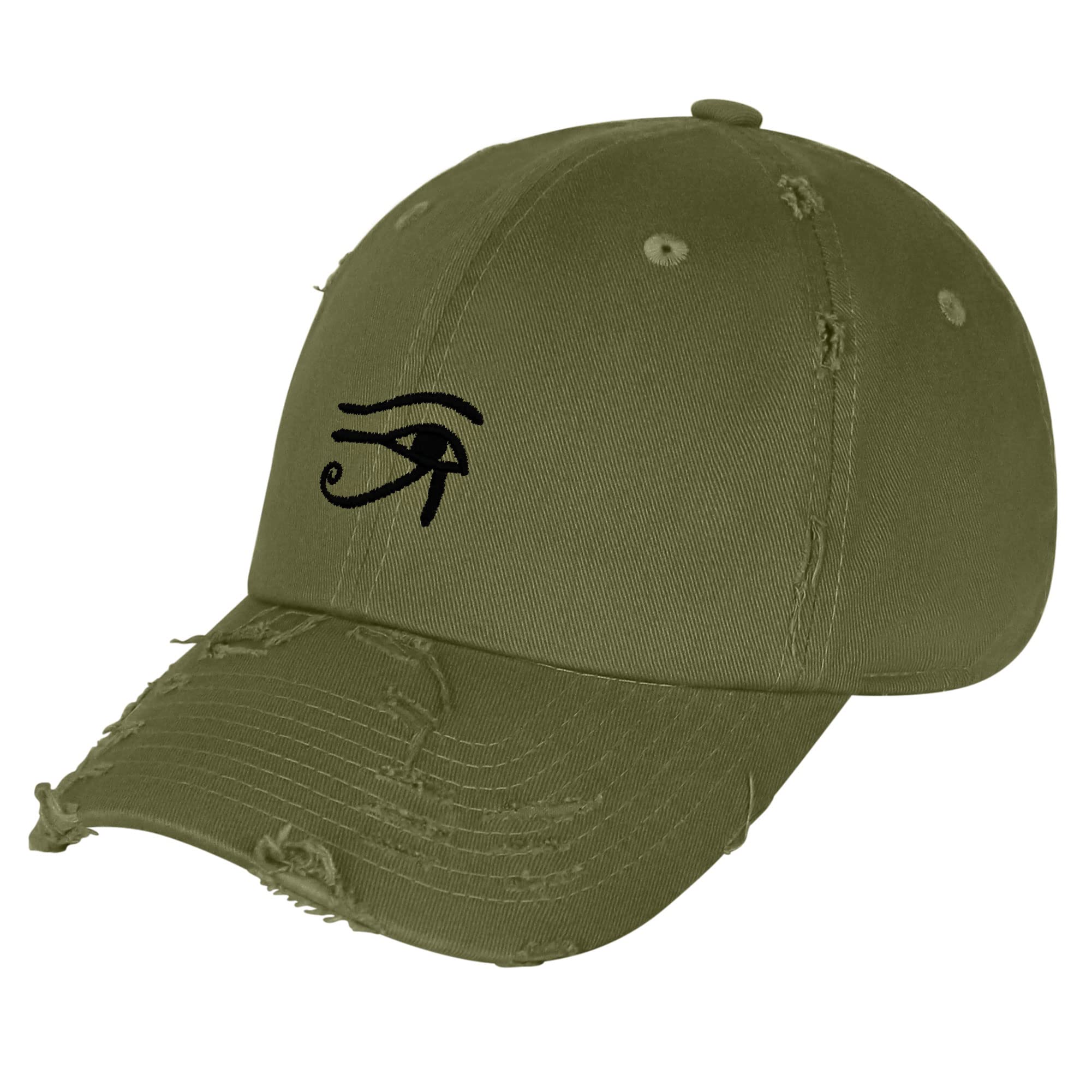 JPAK Eye of Horus Vintage Dad Hat Frayed Embroidered Cap Eyes Vision Olive Green