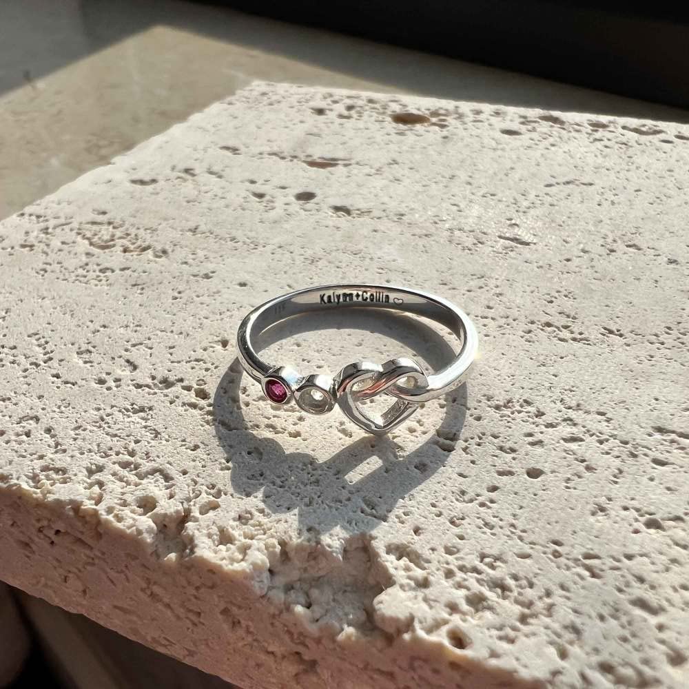 Heart Rings Promise Ring for Best Friend Women Love Tie Birthstone Jewelry Cute Sterling Silver Teen Girls Aesthetic Simple Dainty Gifts Mothers Day 2 Personalized Mother