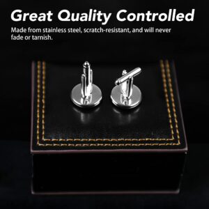 Elegant Cufflinks for Men, Jewelry Stainless Steel Classic Tuxedo Shirt Cuff Links with Gift Box for Men Unique Business Wedding- Black Toned