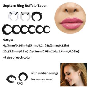 Yolev 18Pcs Acrylic Septum Piercing Pincher Tapers Rings C Shape Buffalo Stretching Expander Rings for Women Men Nose Ear Cartilage