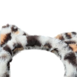 LUCKYBUNNY Girls Leopard Faux Fur Earmuffs Ear Warmers Winter Warm Plush Ear Covers for Indoor and Outdoor (Foldable Style- Leopard B)