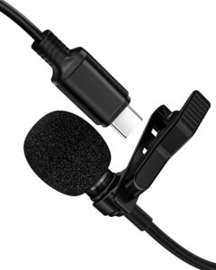 lavalier microphone usb c professional lapel clip-on mic omni condenser little lav mic for video recording external noise cancel mic for youtube vlog asmr interview on android type-c device (6.6ft)