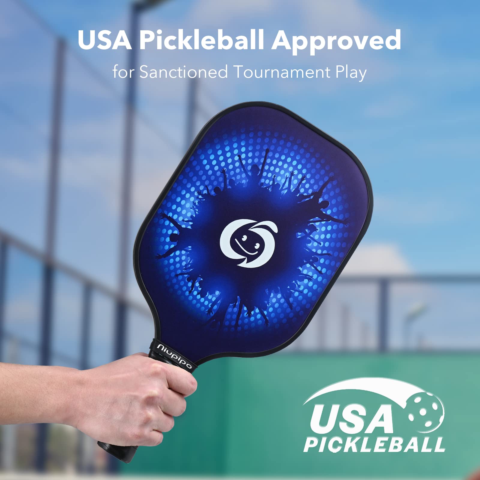 niupipo Pickleball Paddles, USA Pickleball Approved Pickleball Paddles Set of 2, Carbon Fiber Face, Polypropylene Honeycomb Core,Pickleball Rackets with 4 Balls and 1 Pickleball Bag