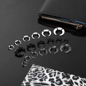 Yolev 18Pcs Acrylic Septum Piercing Pincher Tapers Rings C Shape Buffalo Stretching Expander Rings for Women Men Nose Ear Cartilage