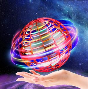 flying ball toys- 2023 upgraded, built-in rgb lights spinner 360° rotating,spinning ufo safe for kids adults magic flying toys outdoor indoor,globe shape magic controller mini drone flying toy (red)