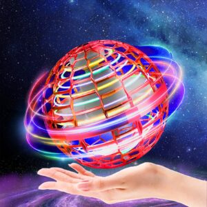 Flying Ball Toys- 2023 Upgraded, Built-in RGB Lights Spinner 360° Rotating,Spinning UFO Safe for Kids Adults Magic Flying Toys Outdoor Indoor,Globe Shape Magic Controller Mini Drone Flying Toy (red)