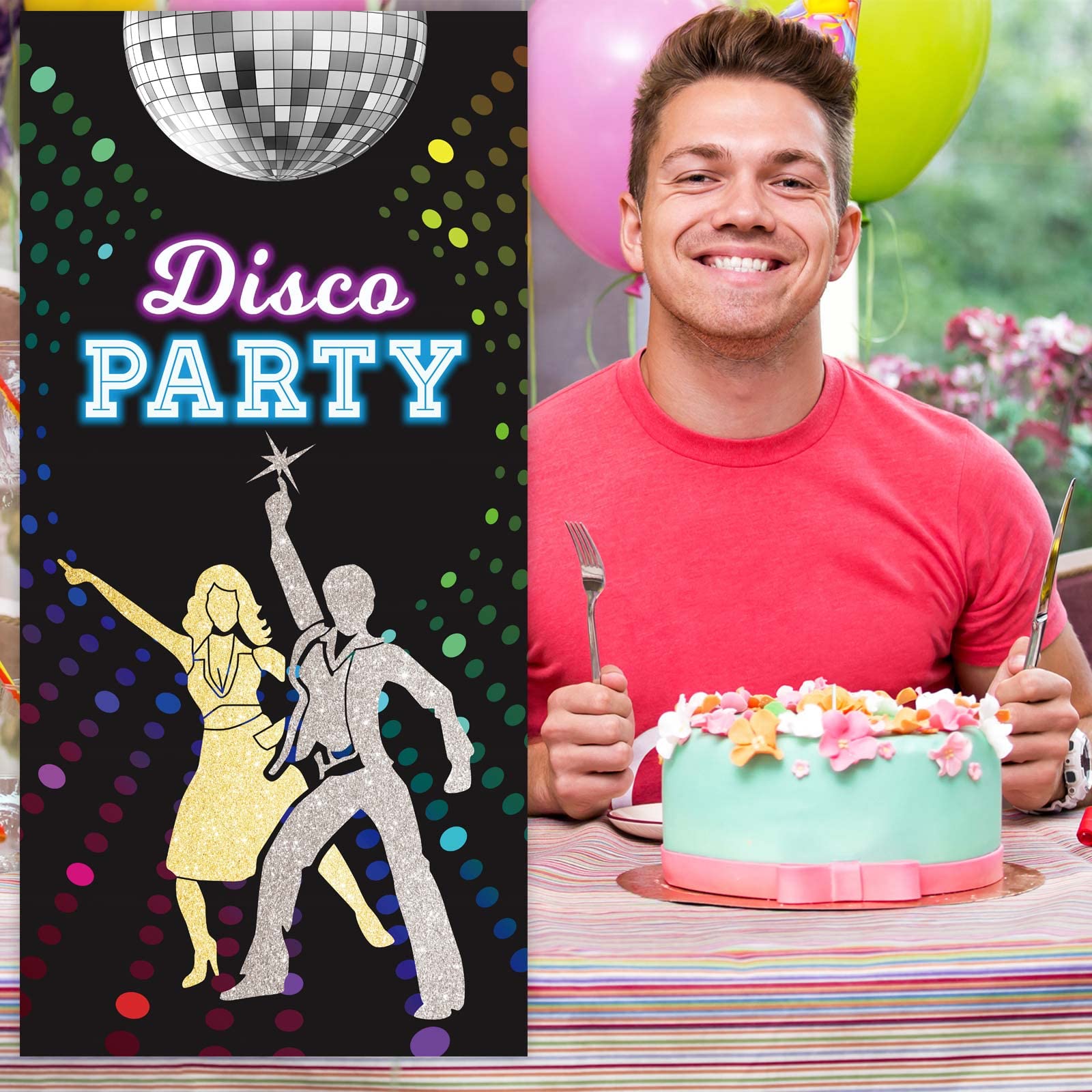 70s Disco Party Banner Backdrop Background Photo Booth Props Retro Disco Ball Theme Decor for 70's Night Club Neon Dance Party 1970s Disco Fever Party 1st Birthday Party Favors Supplies Decorations