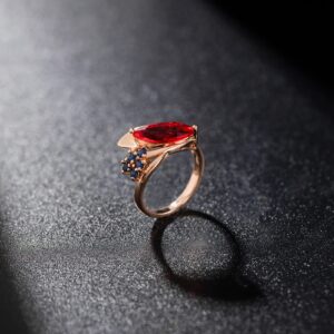 CKHAO Women's Ring - 19mm Rose Gold Plated Red Natural Zircon Ring Women Jewelry Z0478RED (8)