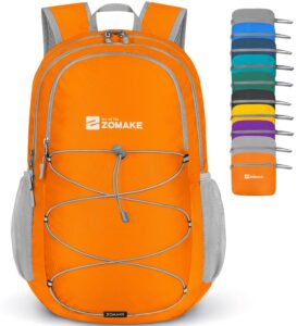 zomake lightweight packable backpack 28l - foldable backpack water-resistant collapsible backpack light daypack for hiking(orange)