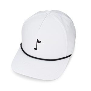 golf made me do it melody rope hat - adjustable snapback golf hat, one size fits all (white/black)