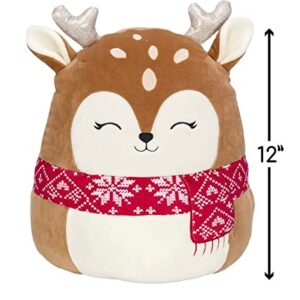 Squishmallows Official Kellytoy 12 Inch Soft Plush Squishy Toy Animals (Dawn Deer Red Scarf)