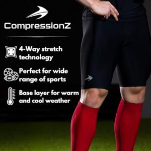 CompressionZ Compression Shorts Men with Pockets - Performance Sport Spandex Compression Underwear 8" (Light Gray, M)