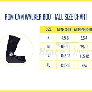 Brace Direct ROM CAM Walker Custom Fit Moldable Uprights Fracture Boot- Tall- Range of Motion Walking Boot for Ankle Injury, Fractures, Broken Foot