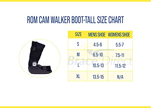 Brace Direct ROM CAM Walker Custom Fit Moldable Uprights Fracture Boot- Tall- Range of Motion Walking Boot for Ankle Injury, Fractures, Broken Foot