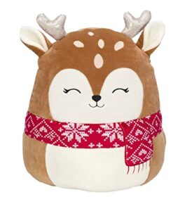 squishmallows official kellytoy 12 inch soft plush squishy toy animals (dawn deer red scarf)