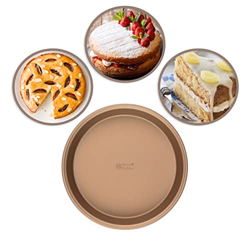 Russell Hobbs RH02146GEU7 Non-Stick Cake Tin - Round Baking Tray for Cakes, Pie/Tart Dish, Carbon Steel Oven Pan, Easy Clean, Strong, Durable, Oven Safe to 220 Degrees, Opulence Collection, Gold, 24cm