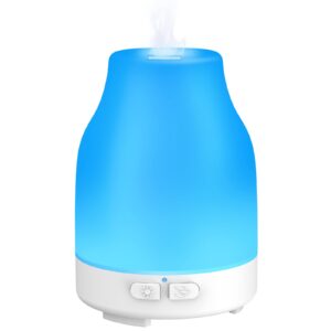 essential oil diffuser, dukya aromatherapy diffuser cool mist humidifier with 8 colors lights 2 mist mode waterless auto off for home office room, 100ml, white