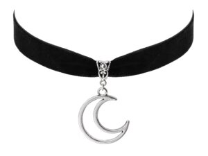 sacina gothic crescent moon choker necklace, moon sun pendant, goth gift for women, christmas gift for women (s- moon choker)