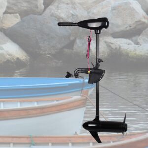 trolling motor kayak canoe outboard motors, 56 lb thrust trolling motor with 8 speed, 12v electric boat motor with 10-point led battery indicator