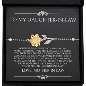 Daughter in Law Bracelet, To My Daughter-in-Law Gifts For Birthday, Valentine's Day, Wedding Day, Future Daughter-in-Law Gifts From Mother-in-Law, Silver Plated Zinc, Cubic Zirconia