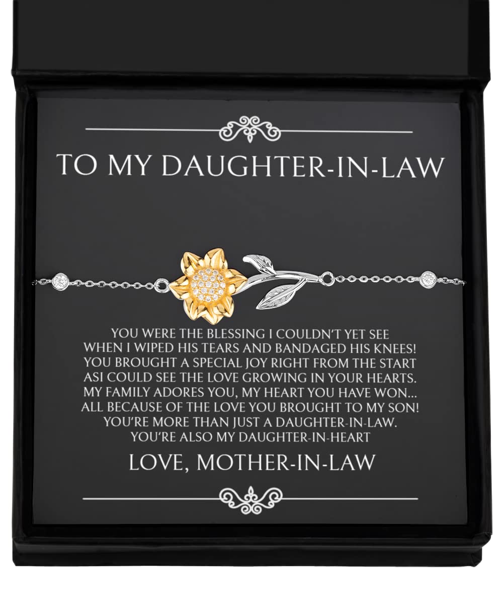 Daughter in Law Bracelet, To My Daughter-in-Law Gifts For Birthday, Valentine's Day, Wedding Day, Future Daughter-in-Law Gifts From Mother-in-Law, Silver Plated Zinc, Cubic Zirconia