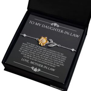 Daughter in Law Bracelet, To My Daughter-in-Law Gifts For Birthday, Valentine's Day, Wedding Day, Future Daughter-in-Law Gifts From Mother-in-Law, Silver Plated Zinc, Cubic Zirconia