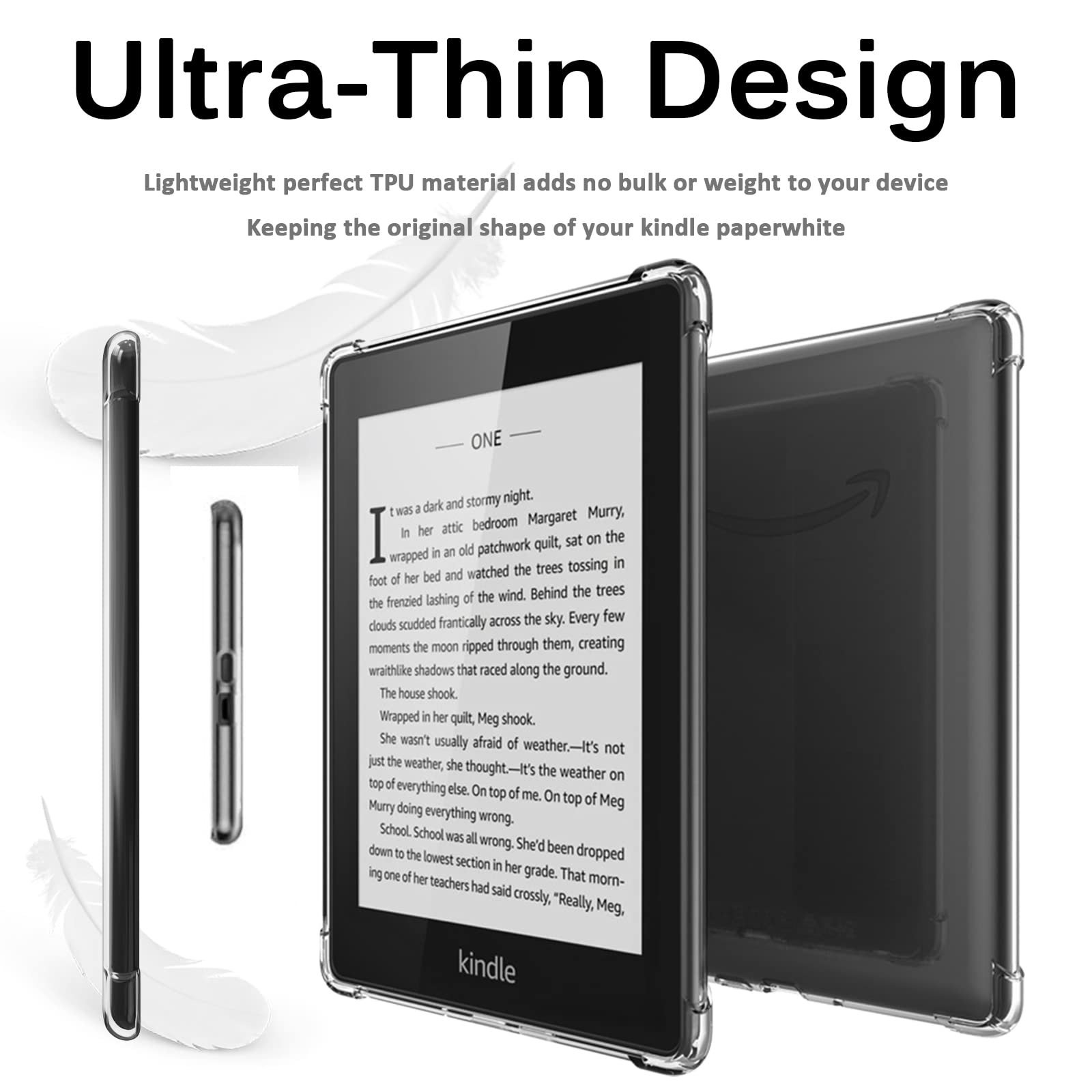 Miimall Compatible for Kindle Paperwhite 11th Case Soft TPU Ultra-Thin Lightweight Anti-Scratch Shock Absorption Full Protection Clear Cover Case for Kindle Paperwhite 11th Gen 2021 Release(Clear)