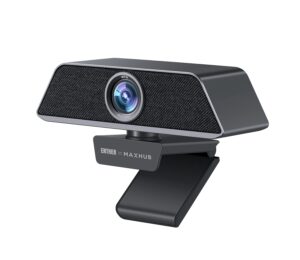 enther & maxhub 4k stream webcam with microphone,autoframing,ultra 4k hd video calling,noise-canceling mic,hd auto light correction,wide field of view,works with microsoft teams,zoom,google voice