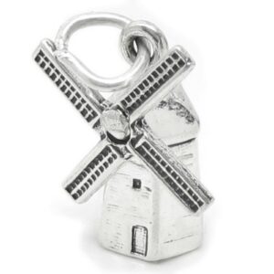 charm - sterling silver - jewelry - pendant - dutch windmill holland wind mill 3d