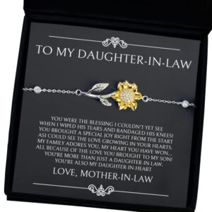 Daughter in Law Bracelet, To My Daughter-in-Law Gifts For Birthday, Valentine's Day, Wedding Day, Future Daughter-in-Law Gifts From Mother-in-Law, Silver Plated Zinc, Cubic Zirconia