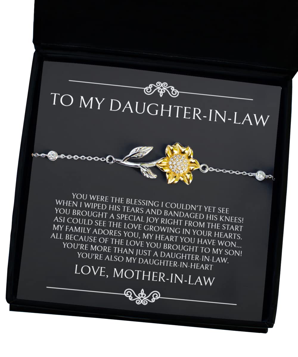 Daughter in Law Bracelet, To My Daughter-in-Law Gifts For Birthday, Valentine's Day, Wedding Day, Future Daughter-in-Law Gifts From Mother-in-Law, Silver Plated Zinc, Cubic Zirconia