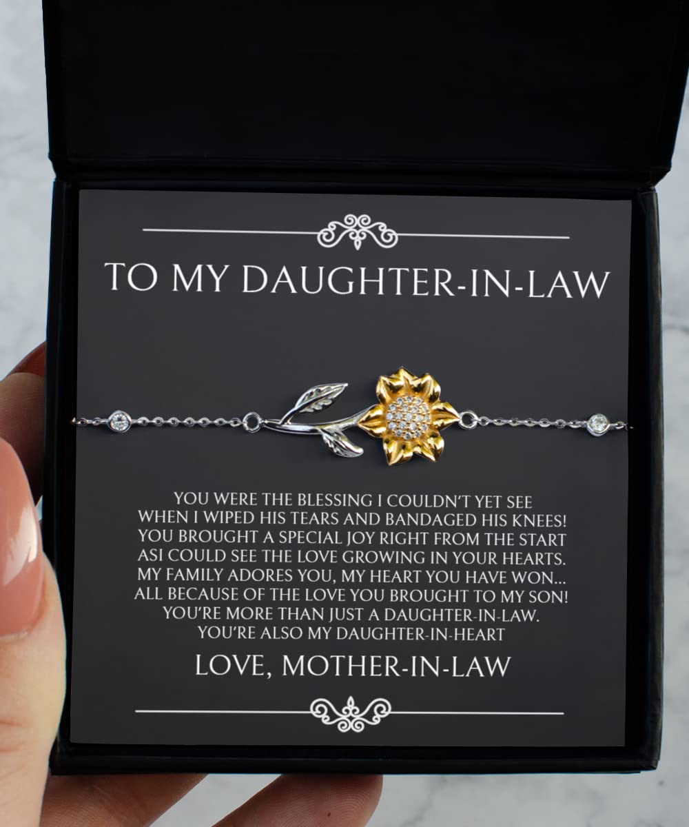 Daughter in Law Bracelet, To My Daughter-in-Law Gifts For Birthday, Valentine's Day, Wedding Day, Future Daughter-in-Law Gifts From Mother-in-Law, Silver Plated Zinc, Cubic Zirconia