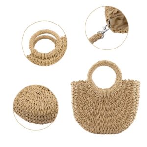 CHIC DIARY Summer Beach Straw Bag for Women Crossbody Top Handle Shoulder Handbag Handwoven Rattan Clutch Purse (Light Brown)