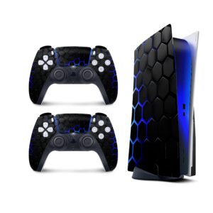 tacky design ps5 skin geometric skin for playstation 5 skin console and 2 controller skin, ps5 cover vinyl 3m decal stickers full wrap cover (disk edition)