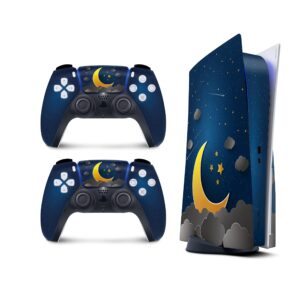 tacky design ps5 skin clouds skin for playstation 5 skin console and 2 controller skin, ps5 cover vinyl 3m decal stickers full wrap cover (disk edition)