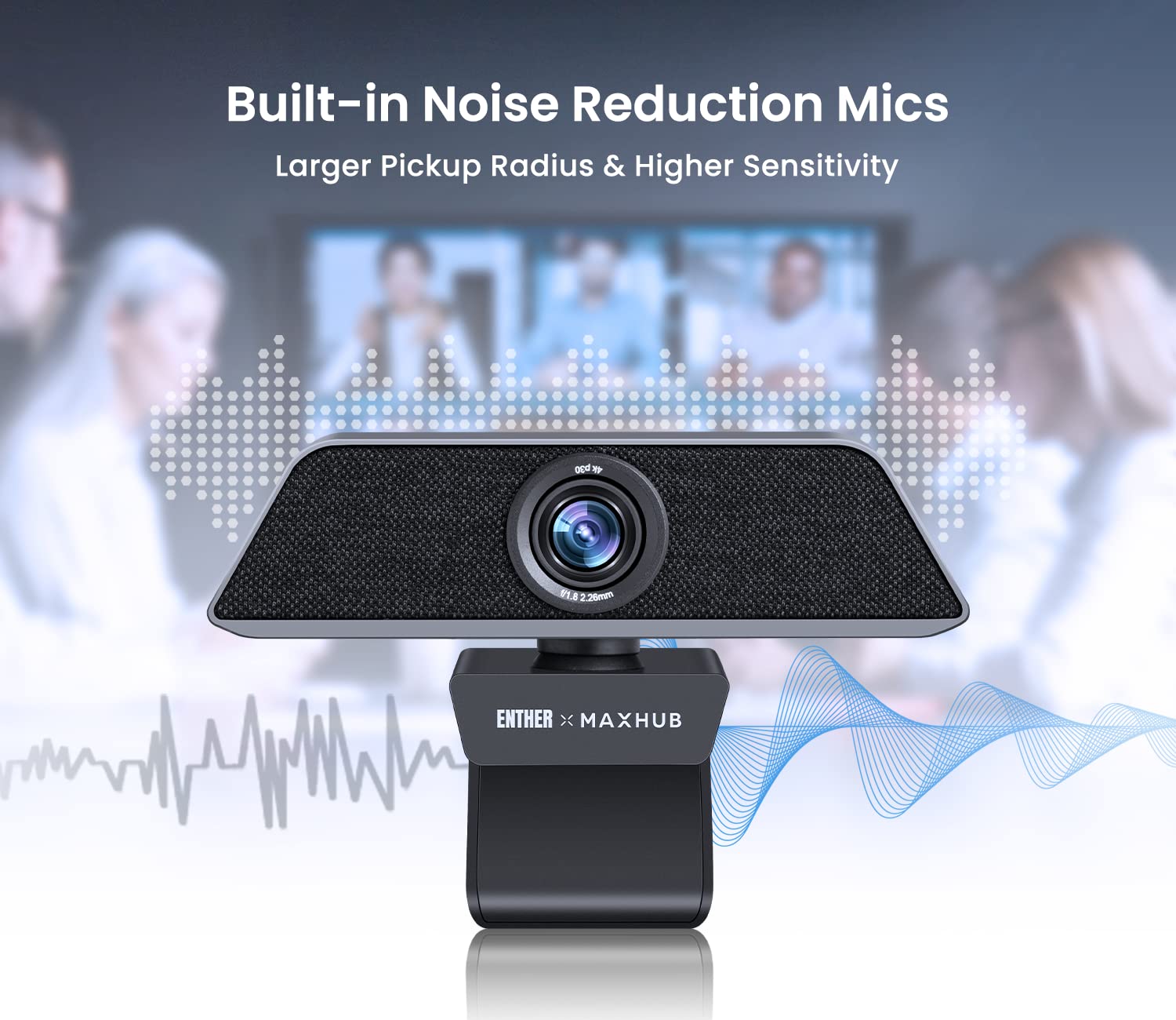 Enther & MAXHUB 4K Stream Webcam with Microphone,Autoframing,Ultra 4K HD Video Calling,Noise-Canceling mic,HD Auto Light Correction,Wide Field of View,Works with Microsoft Teams,Zoom,Google Voice