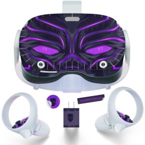 Black Cat Purple Helmet Skin Wrap Decal for Oculus Quest 2 Vinyl and Easy to Apply - Detailed Video Instructions Included