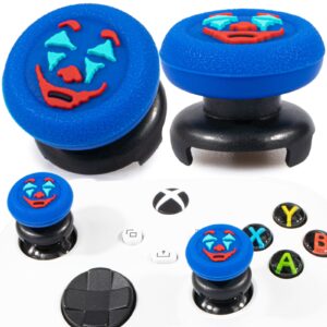 playrealm fps thumbstick extender &texture rubber silicone grip cover 2 sets for xbox series x/s & xbox one controller(joker blue)