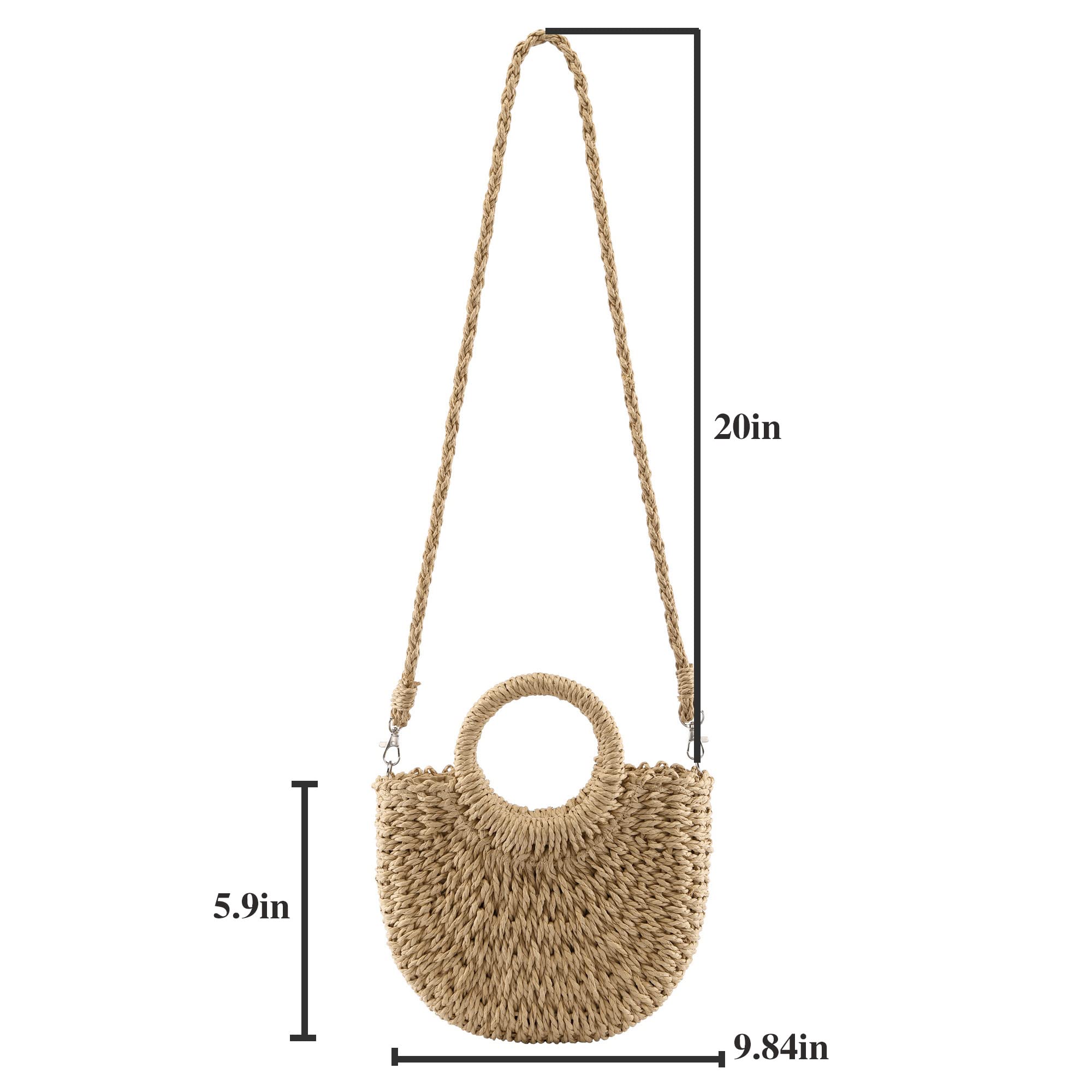 CHIC DIARY Summer Beach Straw Bag for Women Crossbody Top Handle Shoulder Handbag Handwoven Rattan Clutch Purse (Light Brown)