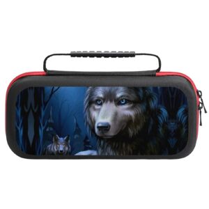 moon wolf carrying case for nintendo switch portable hard shell pouch travel game bag for accessories holds game cartridge