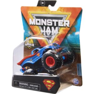 Monster Jam 2021 Spin Master 1:64 Diecast Monster Truck with Wheelie Bar: Heroes and Villains Superman,unisex-children